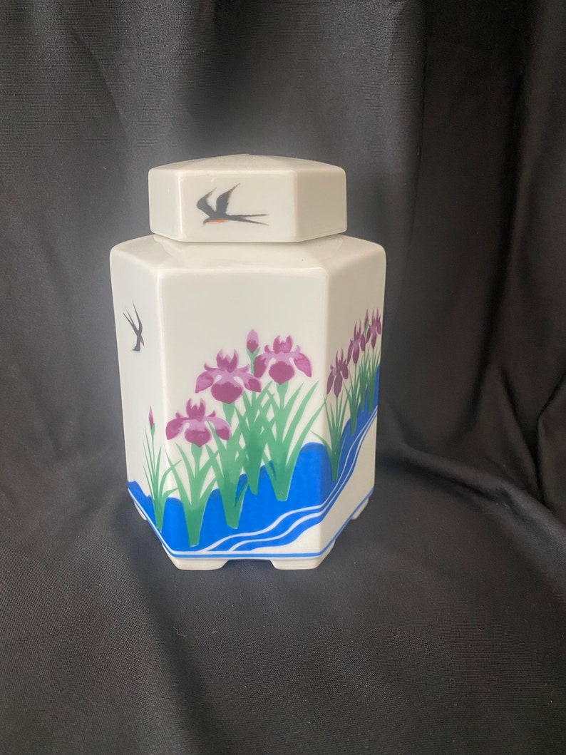 Vintage Hexagon Porcelain Tea Caddy Container | Etsy