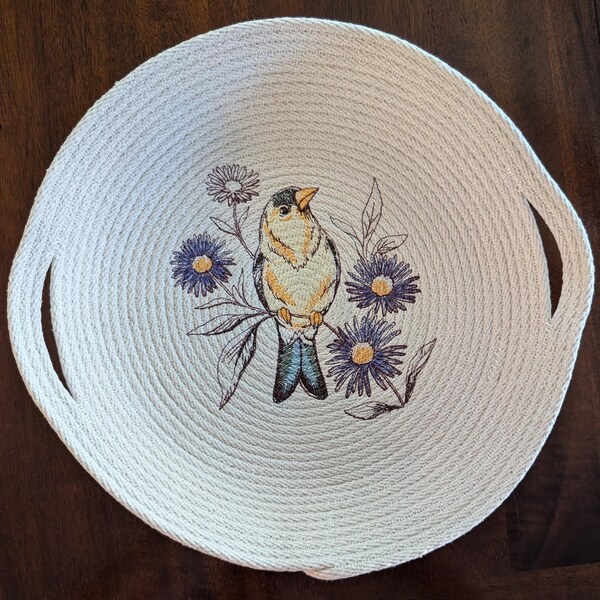 Embroidered Rope Baskets - Etsy