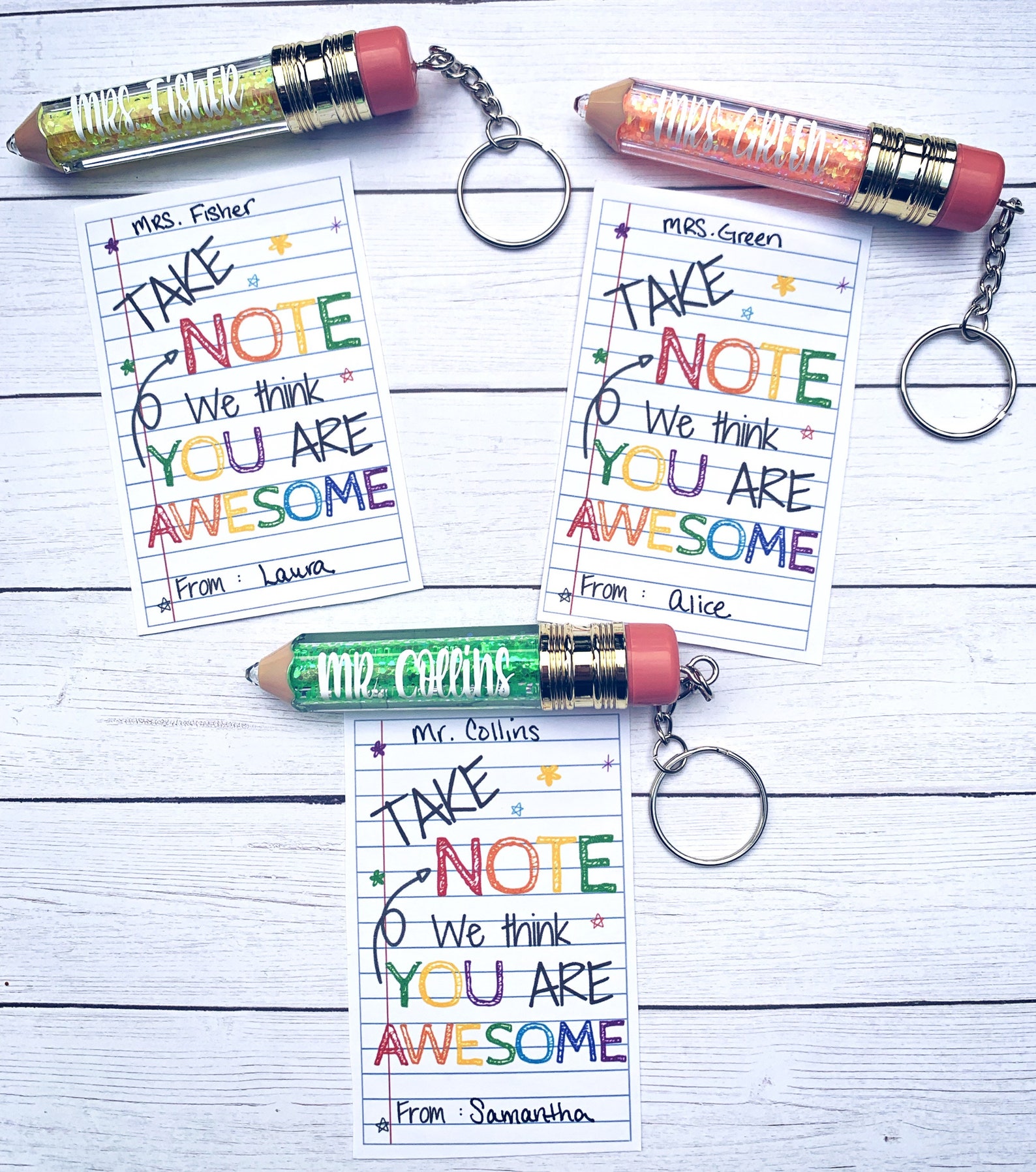 Teacher Gift Pencil Keychain Teacher Pencil Keychain | Etsy