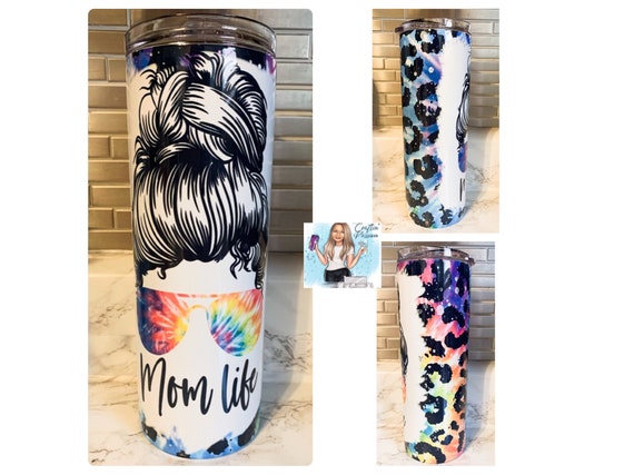 Tie dye leopard print Mom life 20oz Mom life tumbler | Etsy