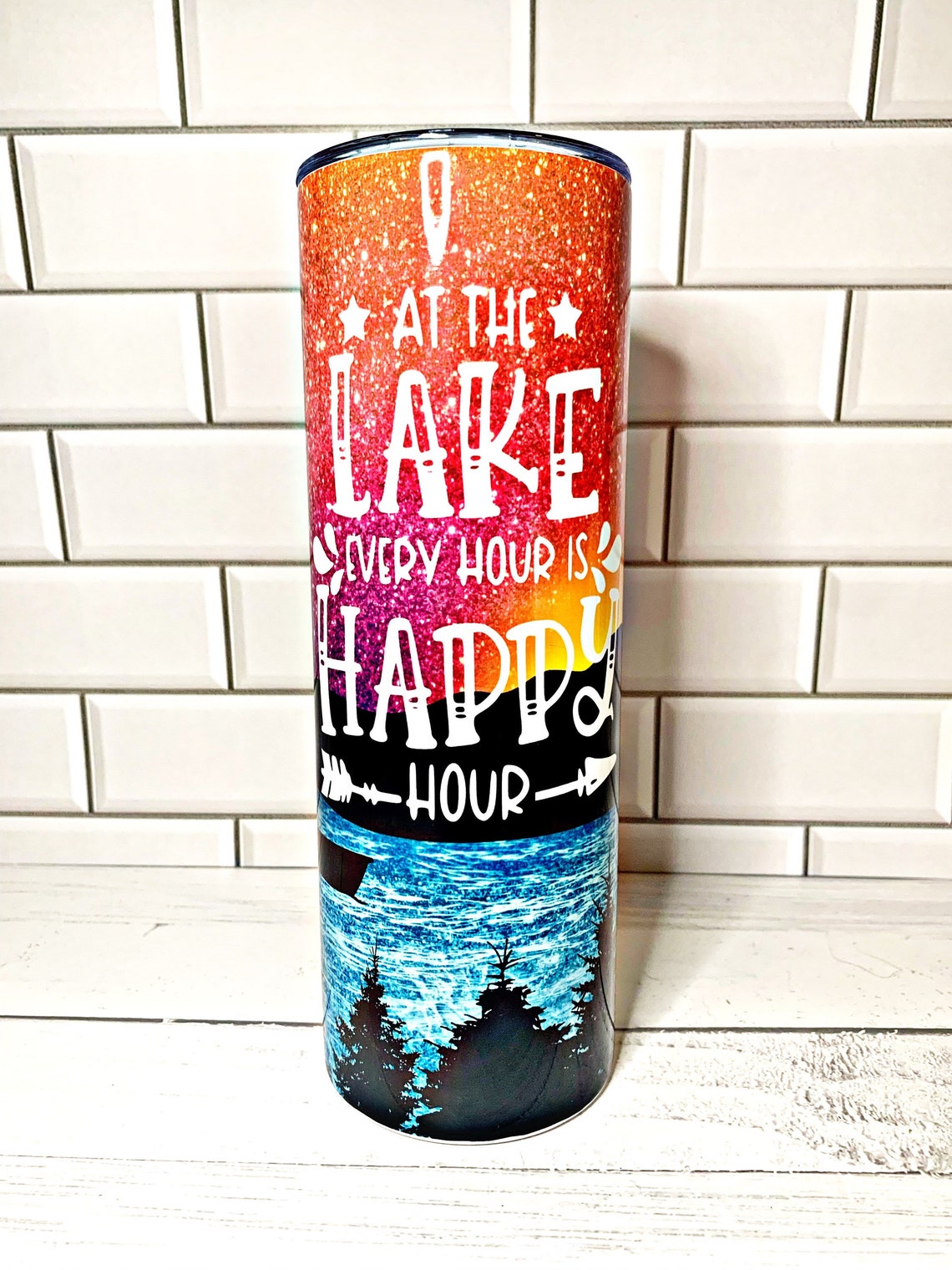 At the Lake Every Hour is Happy Hour / Lake Tumbler / Lake - Etsy