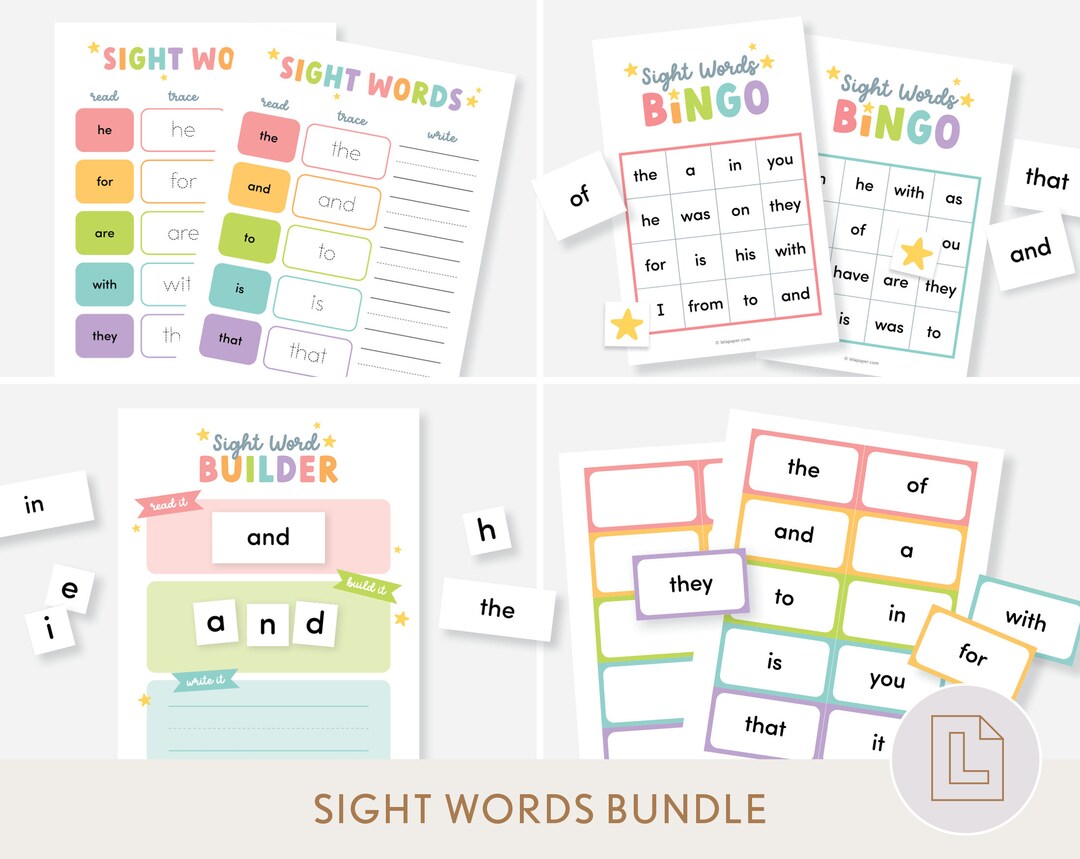 Sight Words Learning Bundle | Activity Pack Printable | Bingo Game ...