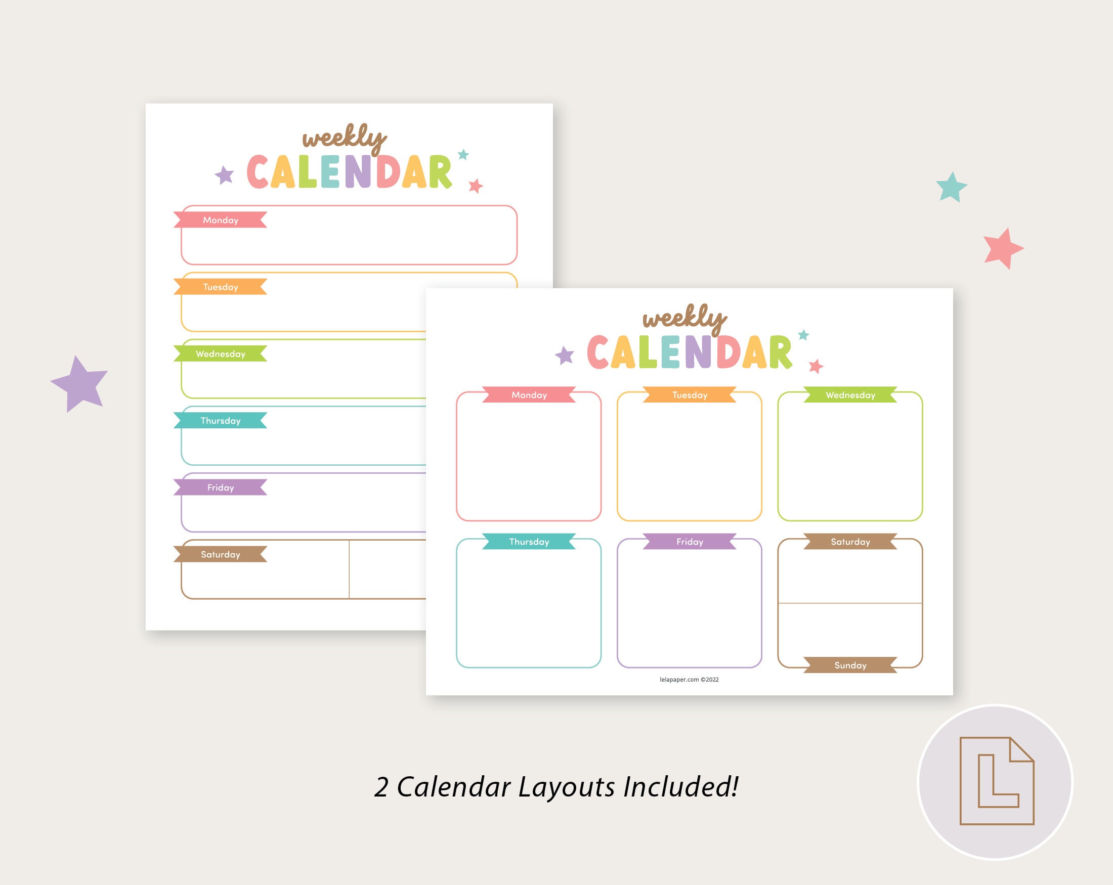 Kids Weekly Calendar Planner Printable | Meal Planner | Children's ...