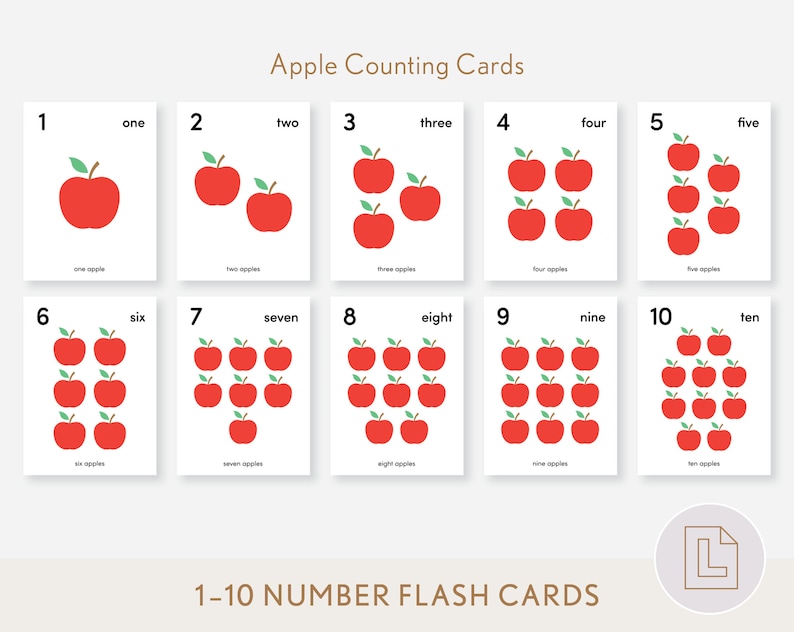 Preschool Counting Flash Cards | Toddler Number Flashcards | Early Math ...
