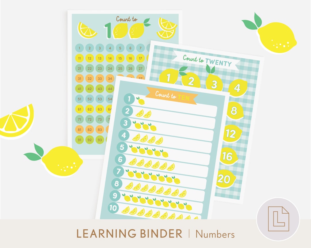 Counting Numbers Learning Printable 10, 20, 100, Learning Binder ...
