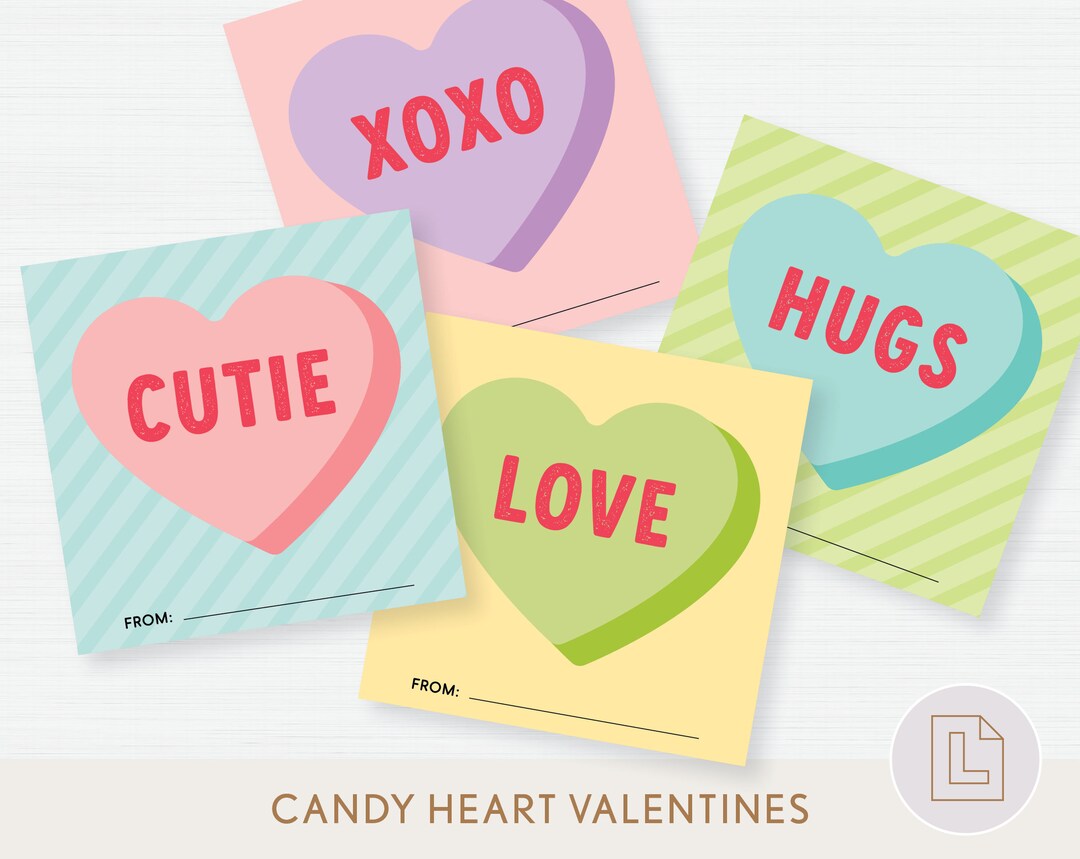 Valentine Candy Hearts Printable Valentine Classroom Gift Tags | Party ...