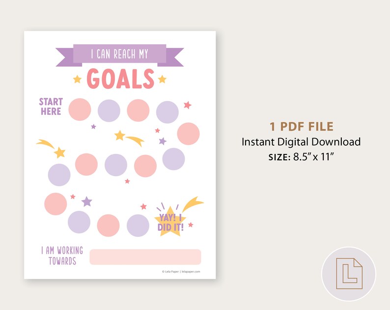 Reaching Goals Rewards Chart Printable Kids Sticker Chart I Can Reach ...