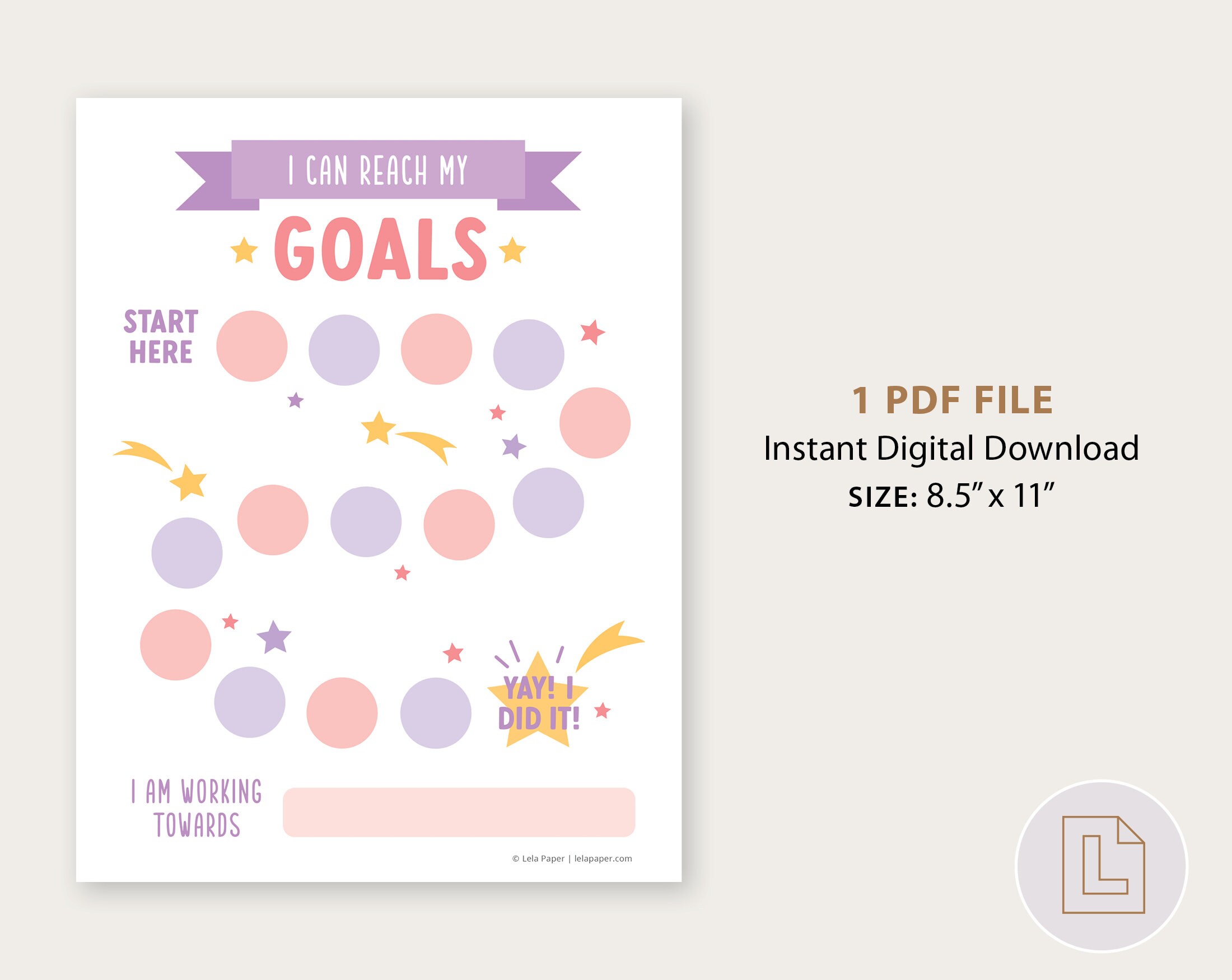 Reaching Goals Rewards Chart Printable Kids Sticker Chart I Can Reach ...