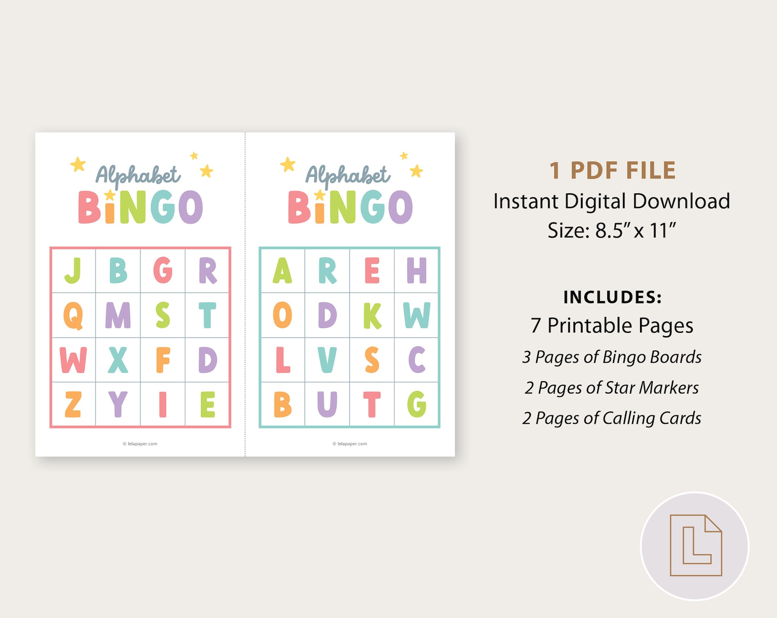 Alphabet Bingo Printable Game | Alphabet Letters Learning Activity for ...