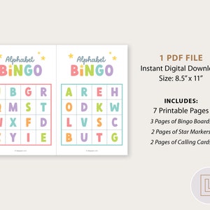 Alphabet Bingo Printable Game | Alphabet Letters Learning Activity for ...