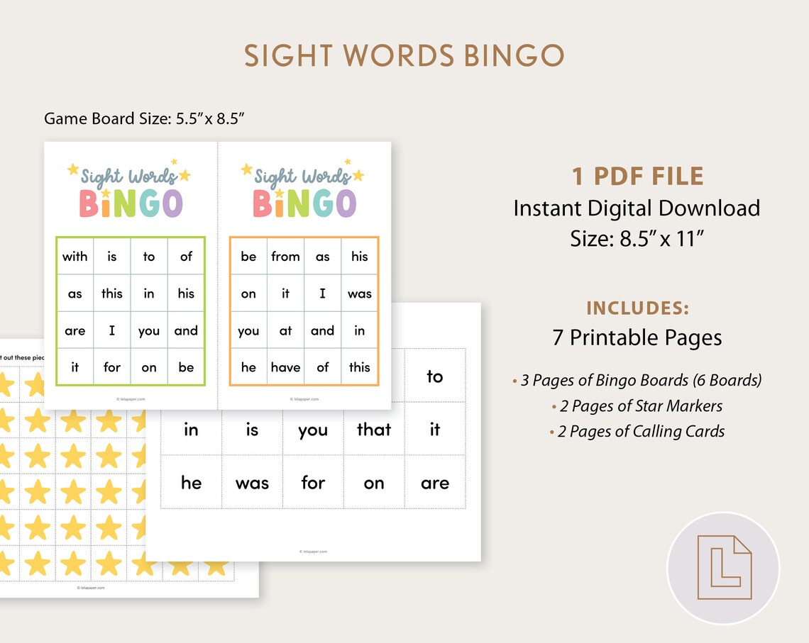 Sight Words Learning Bundle Activity Pack Printable Bingo - Etsy