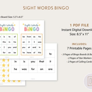 Sight Words Learning Bundle | Activity Pack Printable | Bingo Game ...