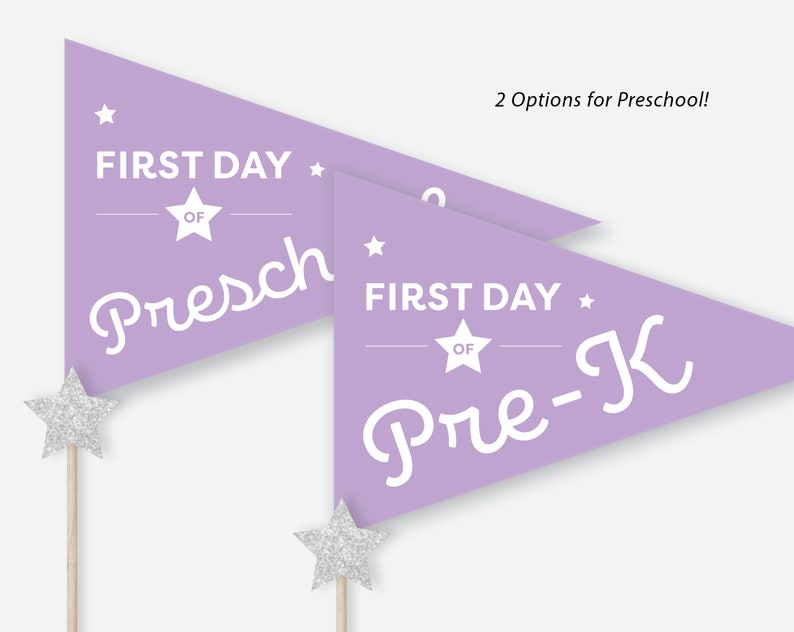 First Day of School Pennant Flags Printable | 2022 Prek Preschool ...