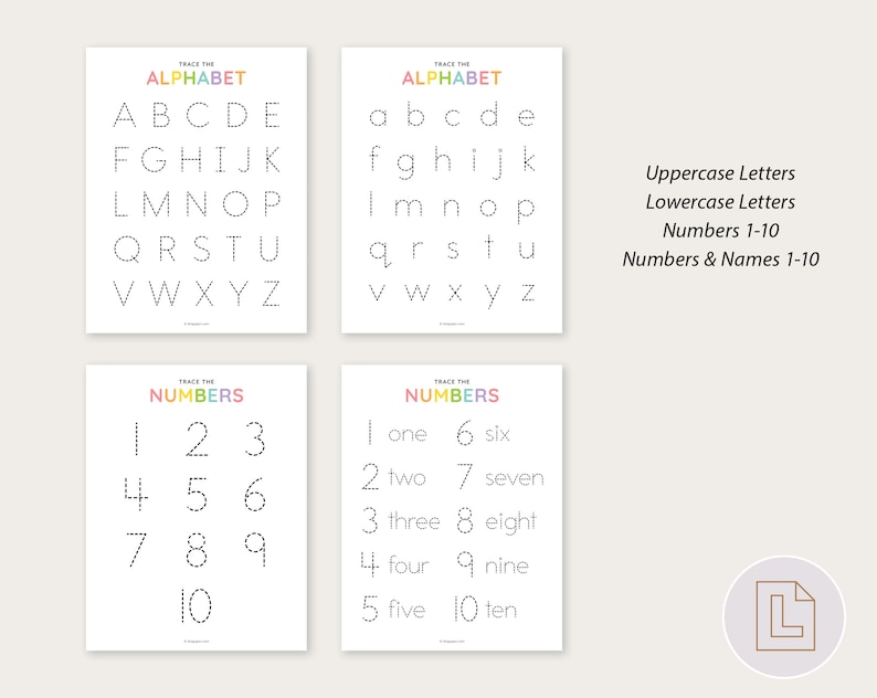 Alphabet Number Tracing Sheets | Letter Number Writing Practice Pages ...