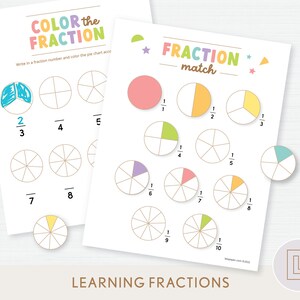 Learning Fractions Matching Activity Printable | Fractions Pie Chart ...