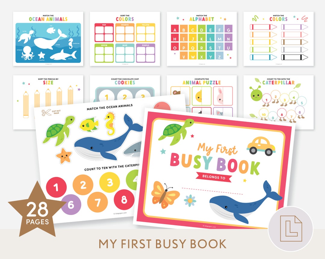 Toddler Busy Book Printable, Preschool Learning Binder, Quiet Book for ...