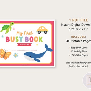 Toddler Busy Book Printable, Preschool Learning Binder, Quiet Book for ...