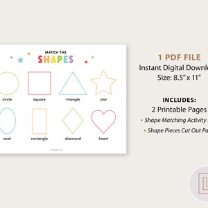 Shape Matching Activity Printable, Learning 2-D Shapes, Toddler ...