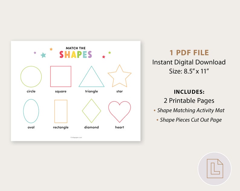 Shape Matching Activity Printable, Learning 2-D Shapes, Toddler ...