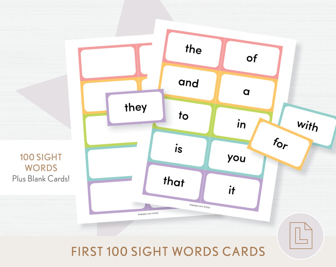Fry's First 100 Sight Words Flashcards | High Frequency Words Cards ...