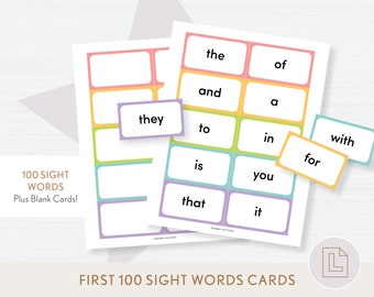 First 100 High Frequency Words Flashcards - Etsy UK