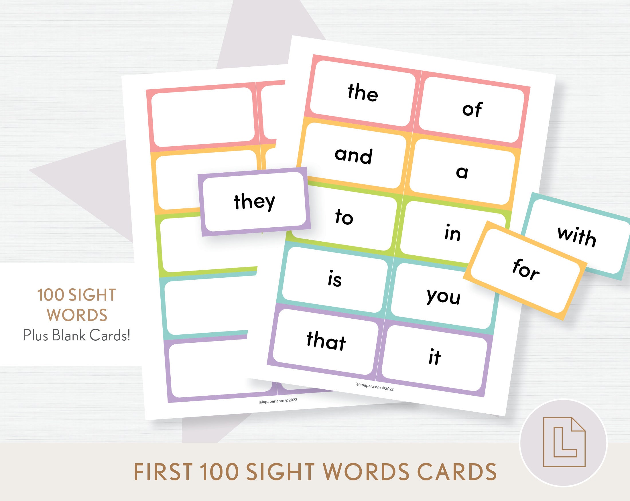 Fry's First 100 Sight Words Flashcards | High Frequency Words Cards ...