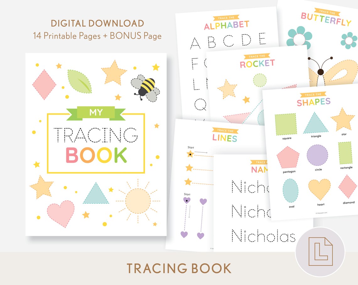 Prewriting Tracing Practice Book Custom Name Tracing - Etsy