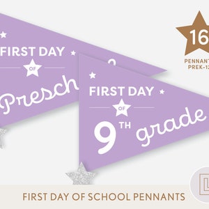First Day of School Pennant Flags Printable | 2022 Prek Preschool ...