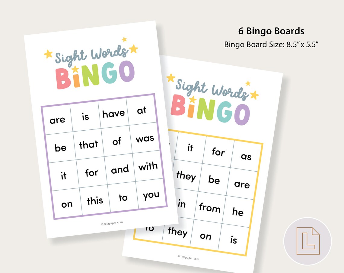 Sight Words Bingo Printable Game Fry's First 25 Sight - Etsy