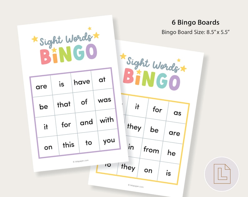Sight Words Bingo Printable Game Fry's First 25 Sight - Etsy