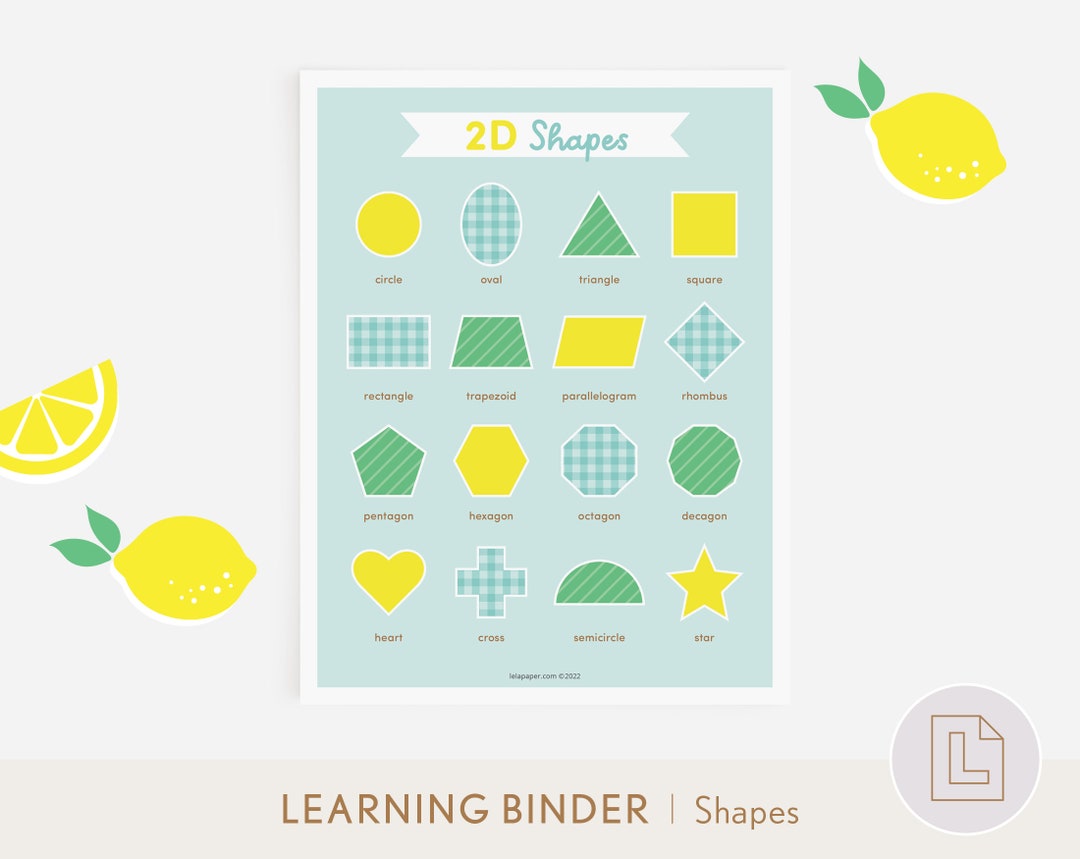 2D Shapes Print | Learning Binder Lemonade | Activity Busy Binder ...