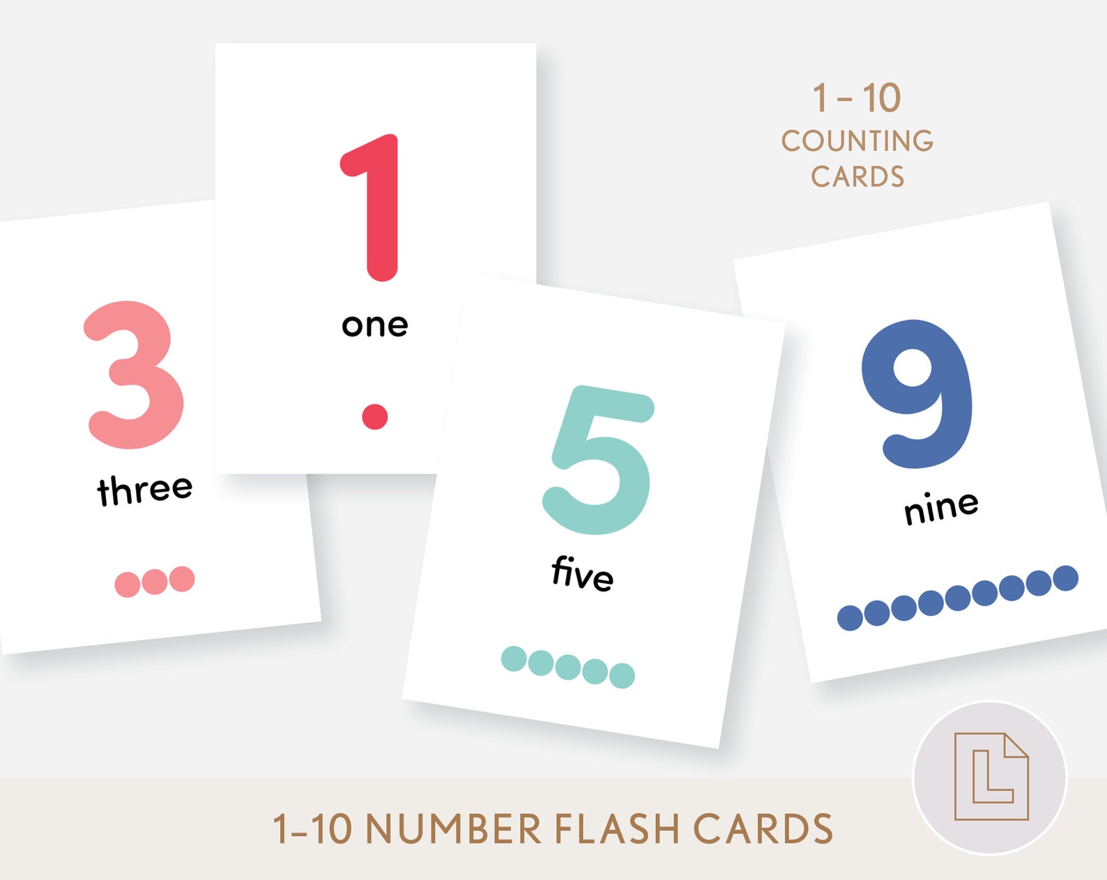 Numbers 1 – 10 Flash Cards Montessori Bead Stairs | Minimalist Counting ...