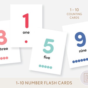 Numbers 1 – 10 Flash Cards Montessori Bead Stairs | Minimalist Counting ...