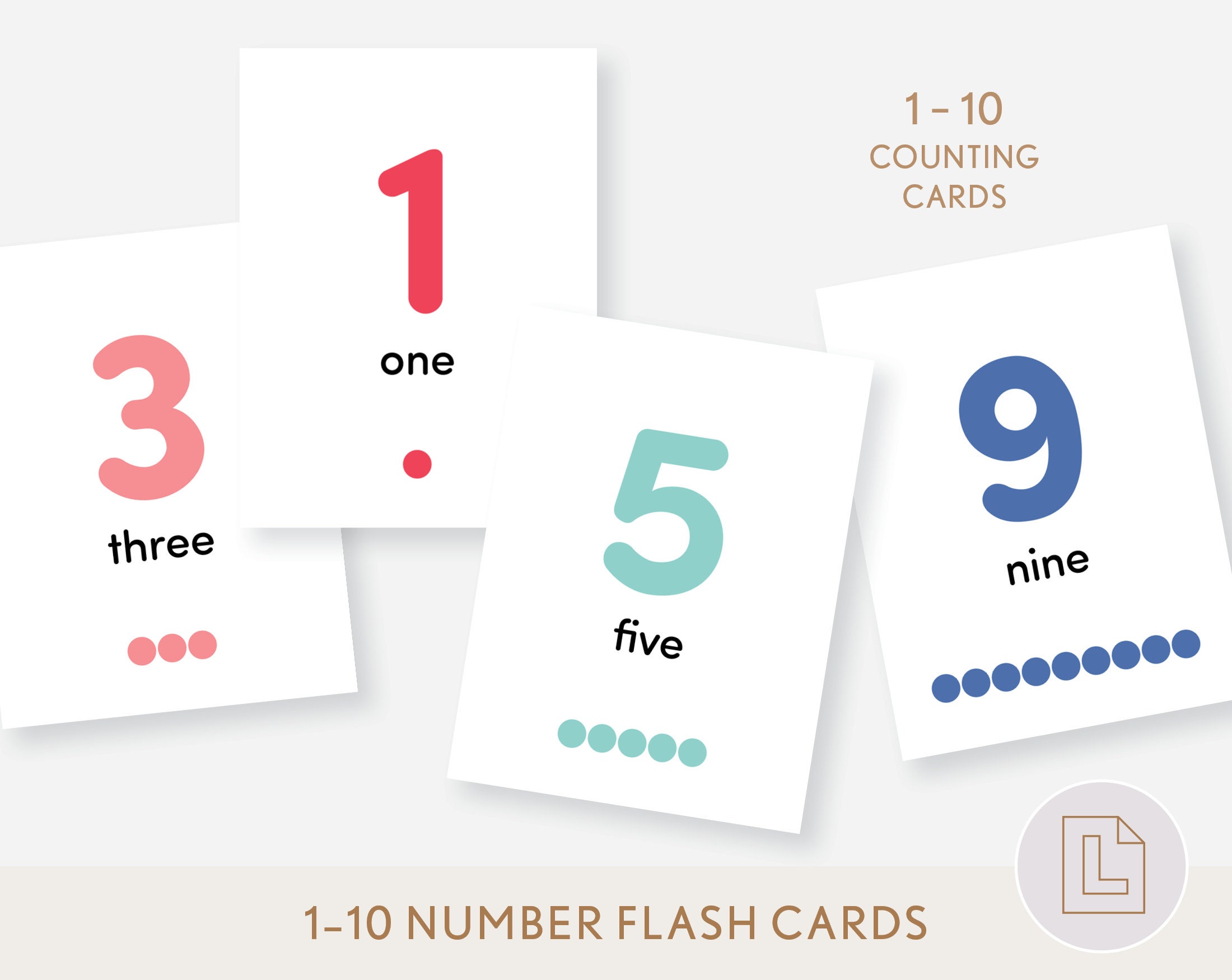 Numbers 1 10 Flash Cards Montessori Bead Stairs Minimalist - Etsy