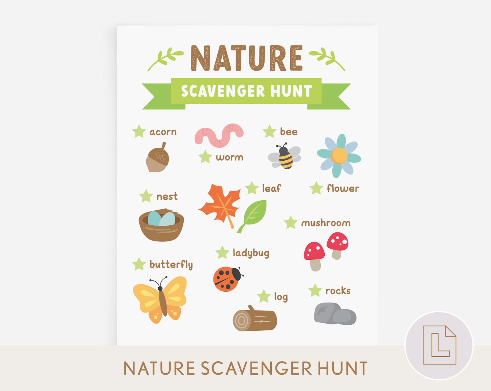 Nature Scavenger Hunt | Kids Outdoor Treasure Hunt Printable | Nature ...