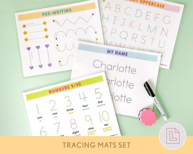 Tracing Mats Set, Personalized Custom Name Mats, Writing Prewriting ...