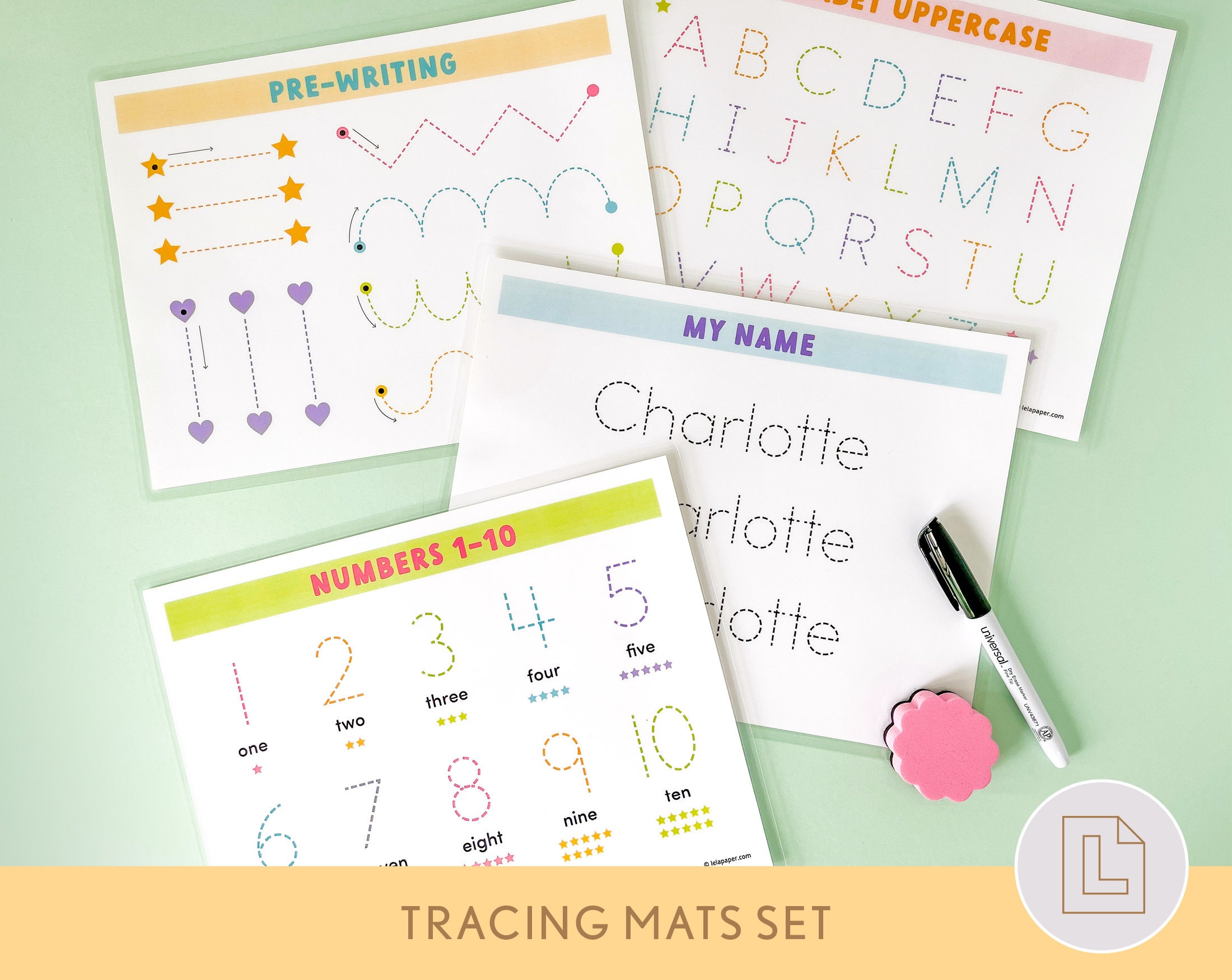 Tracing Mats Set, Personalized Custom Name Mats, Writing Prewriting ...