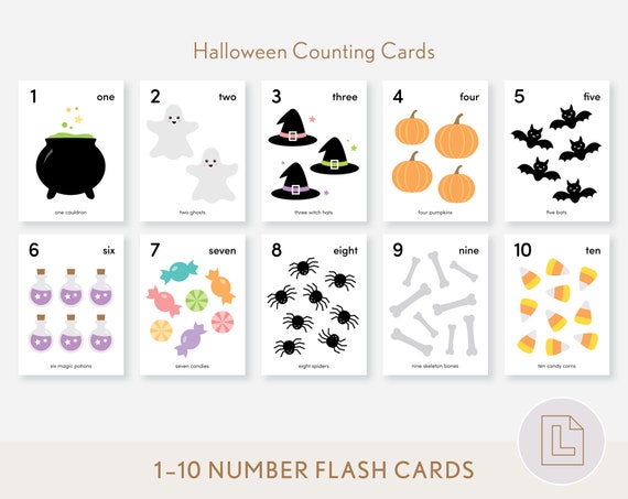 Halloween Counting Flash Cards 1-10 Number Flashcards - Etsy