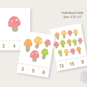 Mushroom Count and Clip Nature Cards | Counting 1-20 Number Flashcards ...