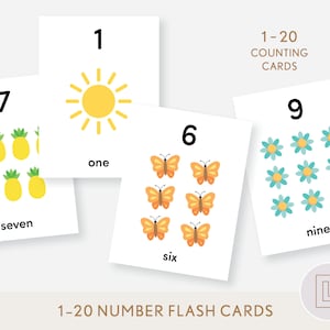 Números del 1 al 20, tarjetas didácticas para contar, aprender a contar ...