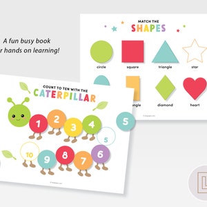 Toddler Busy Book Printable, Preschool Learning Binder, Quiet Book for ...