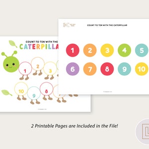 Counting to Ten Caterpillar Activity Printable, Learn to Count, Numbers ...