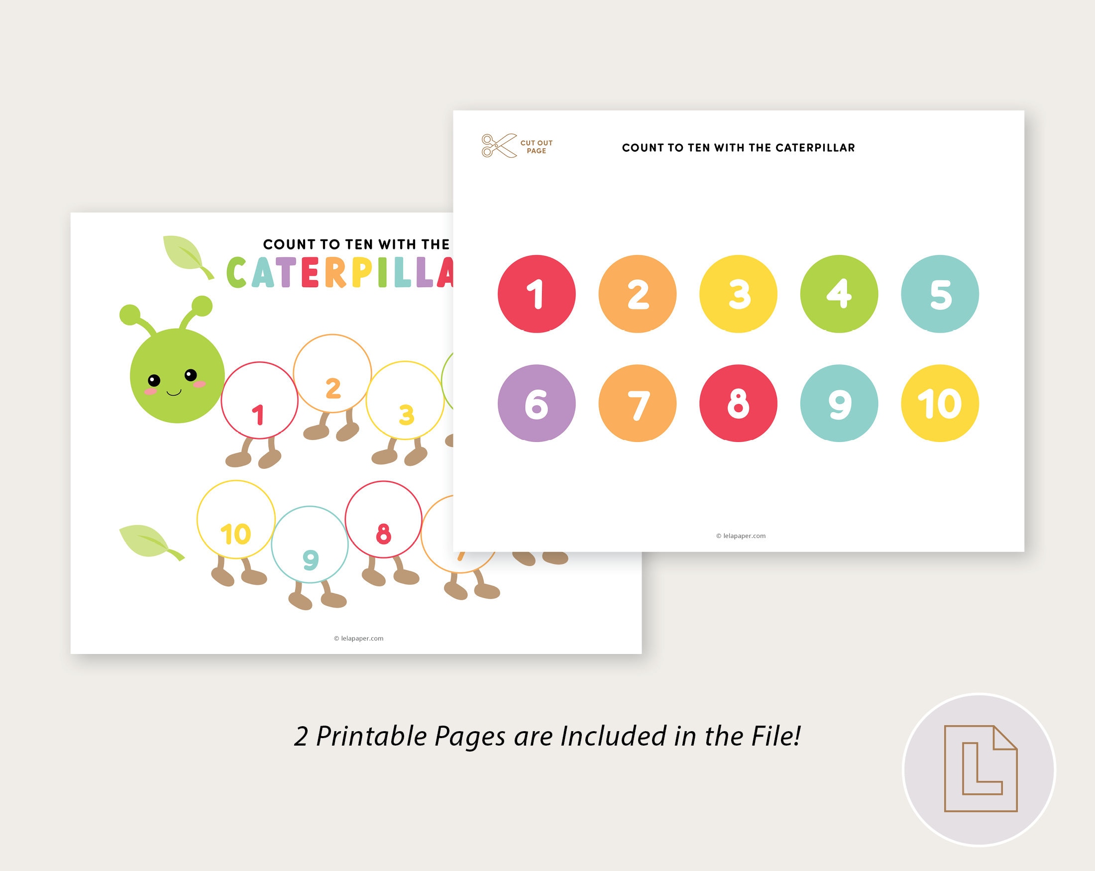 Counting to Ten Caterpillar Activity Printable, Learn to Count, Numbers ...