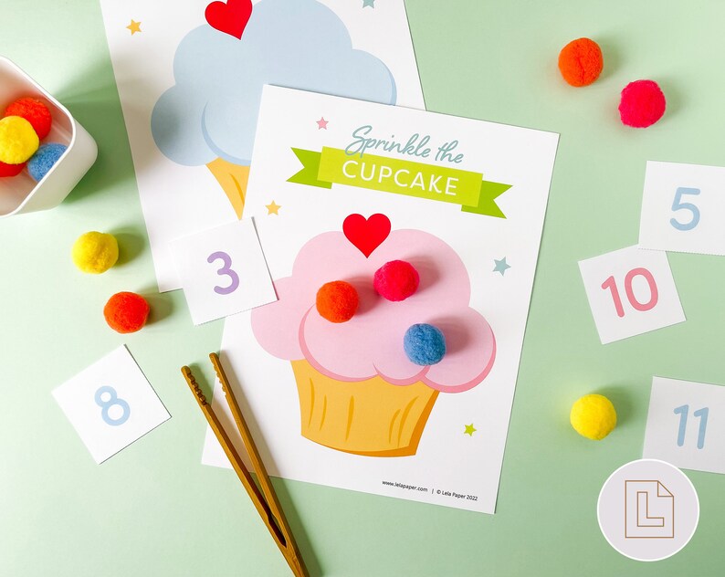 Cupcake Fine Motor Counting Game Counting Printable Cupcake Pom Pom ...