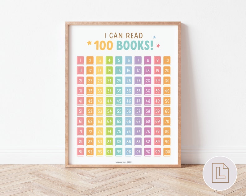Book Reading Chart for Kids Reading Log Tracker 50 100 - Etsy