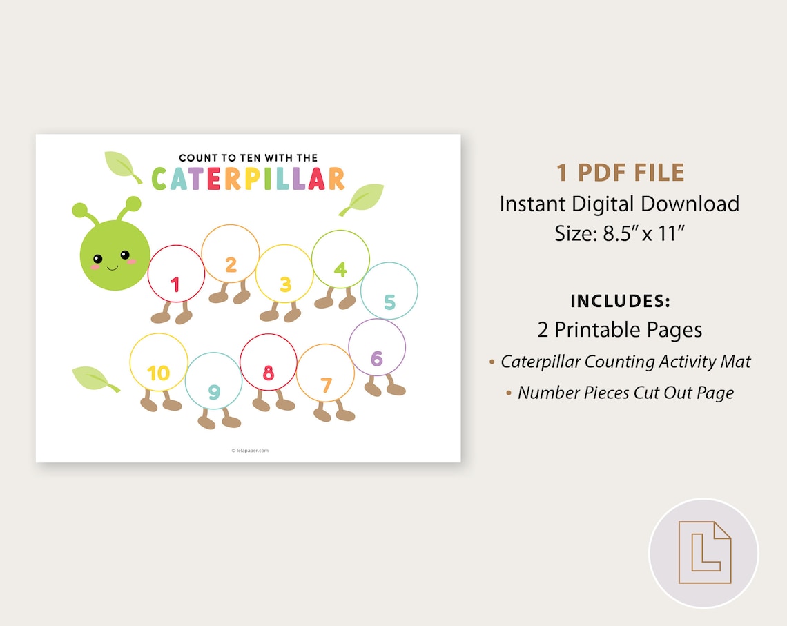 Counting to Ten Caterpillar Activity Printable Learn to - Etsy