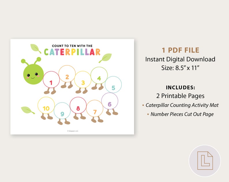 Counting to Ten Caterpillar Activity Printable Learn to - Etsy