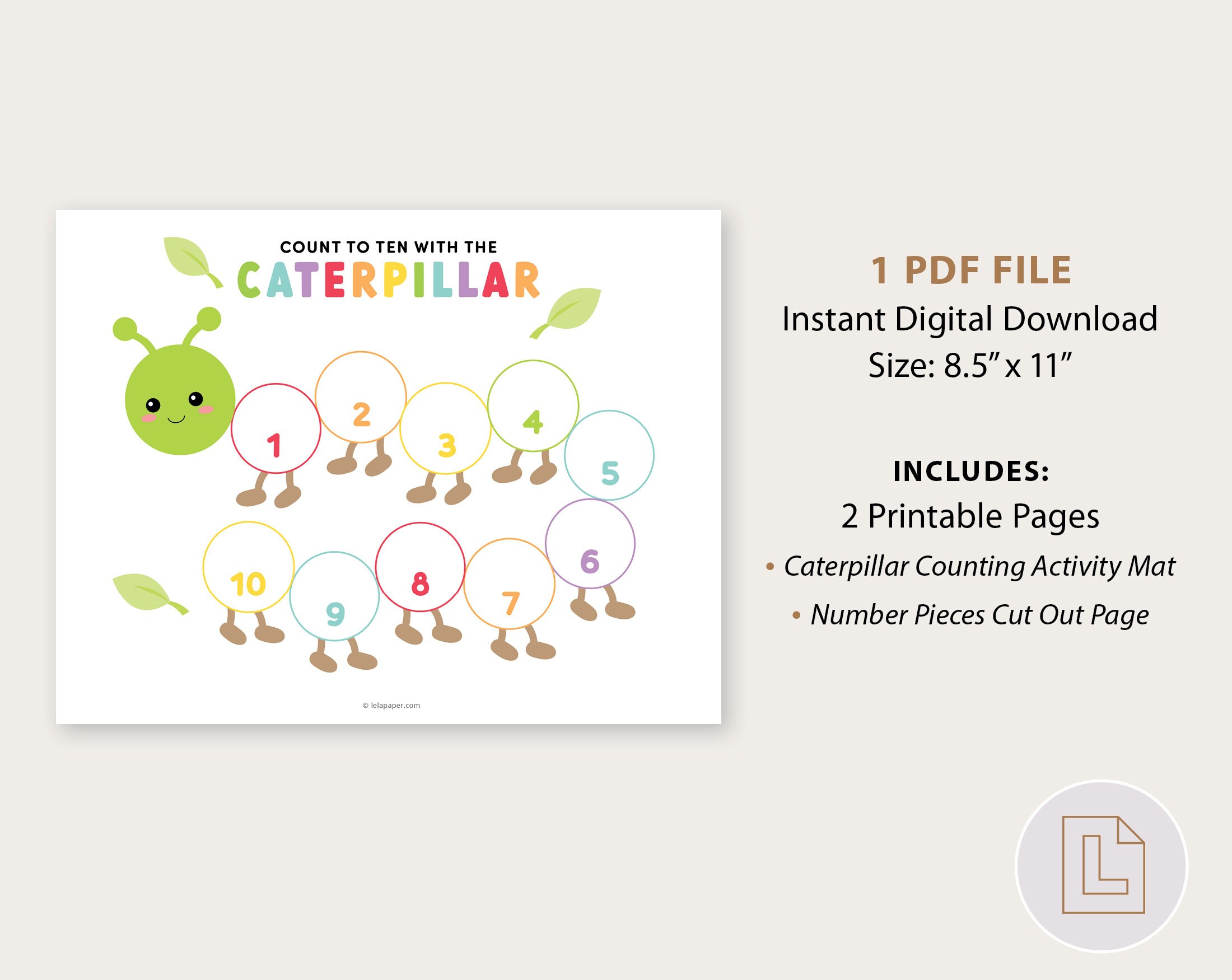 Counting to Ten Caterpillar Activity Printable Learn to - Etsy