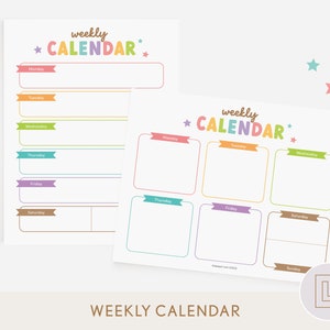 Kids Weekly Calendar Planner Printable | Meal Planner | Children's ...