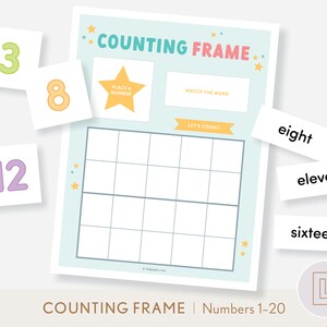 Kids Counting Number Frame Mat Printable | Ten Twenty Frame Board ...